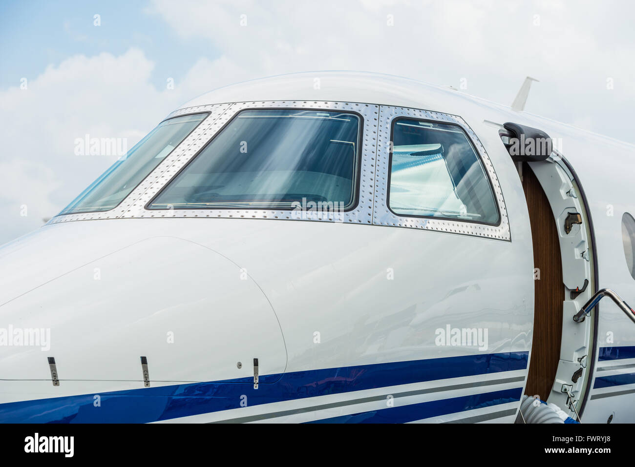 Closeup of Luxury private jet Cockpit Stock Photo - Alamy