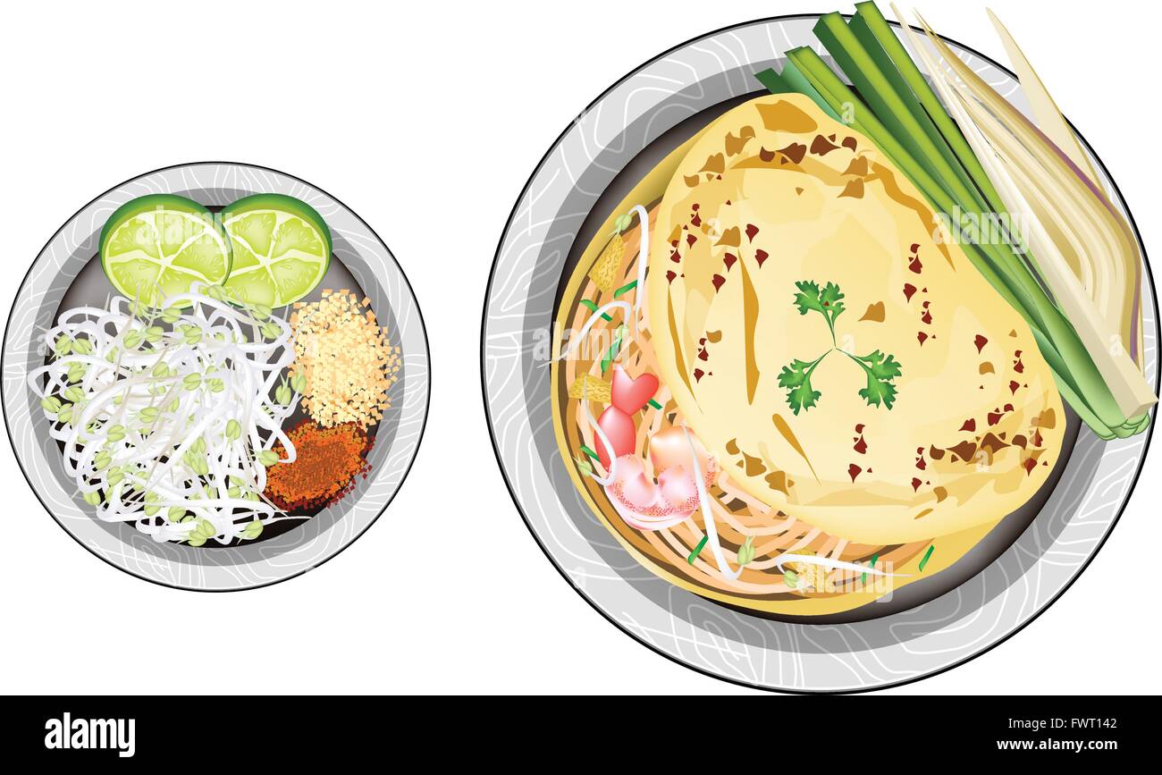 Thai Cuisine, Pad Thai or Thai Stir Fried Noodles Wrapped with Omelet ...
