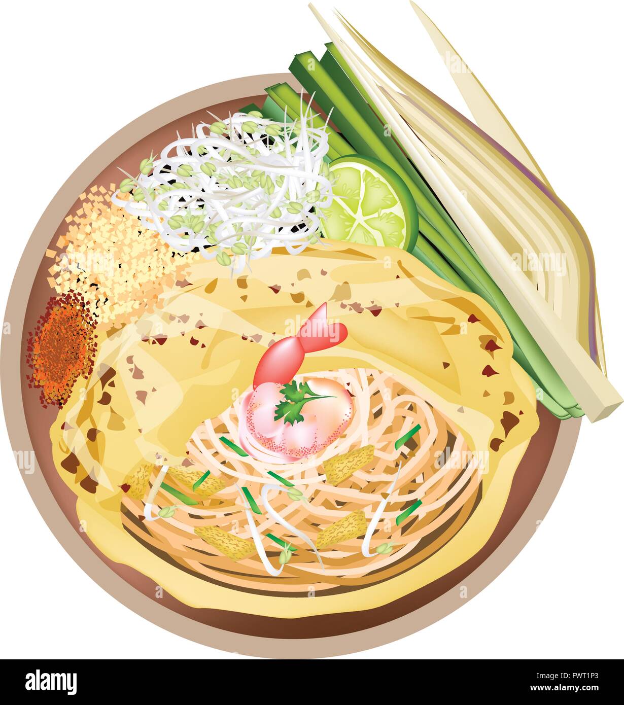 Thai Cuisine, Pad Thai or Thai Traditional Stir Fried Noodles Wrapped ...