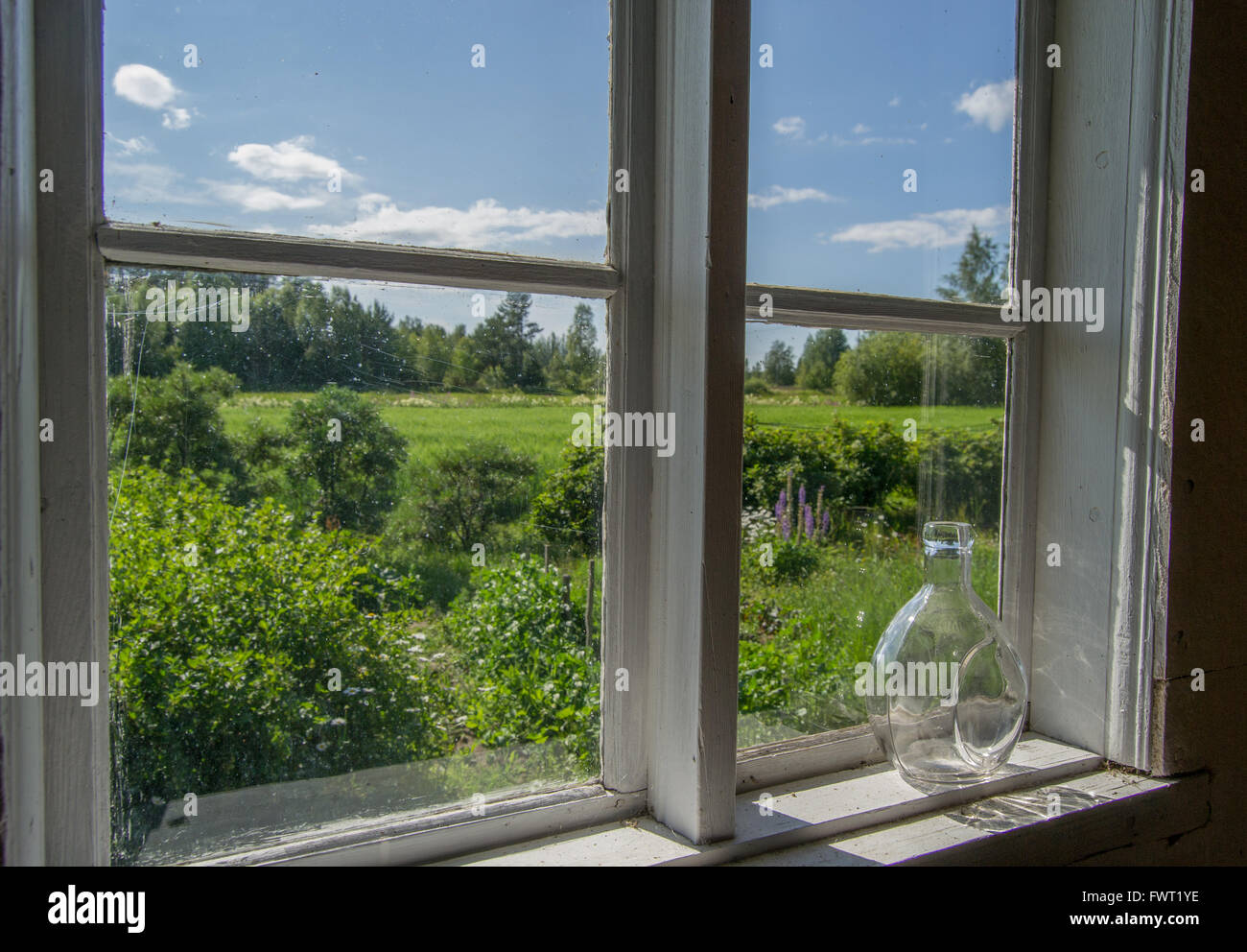 summer meadow seen through a window Stock Photo - Alamy