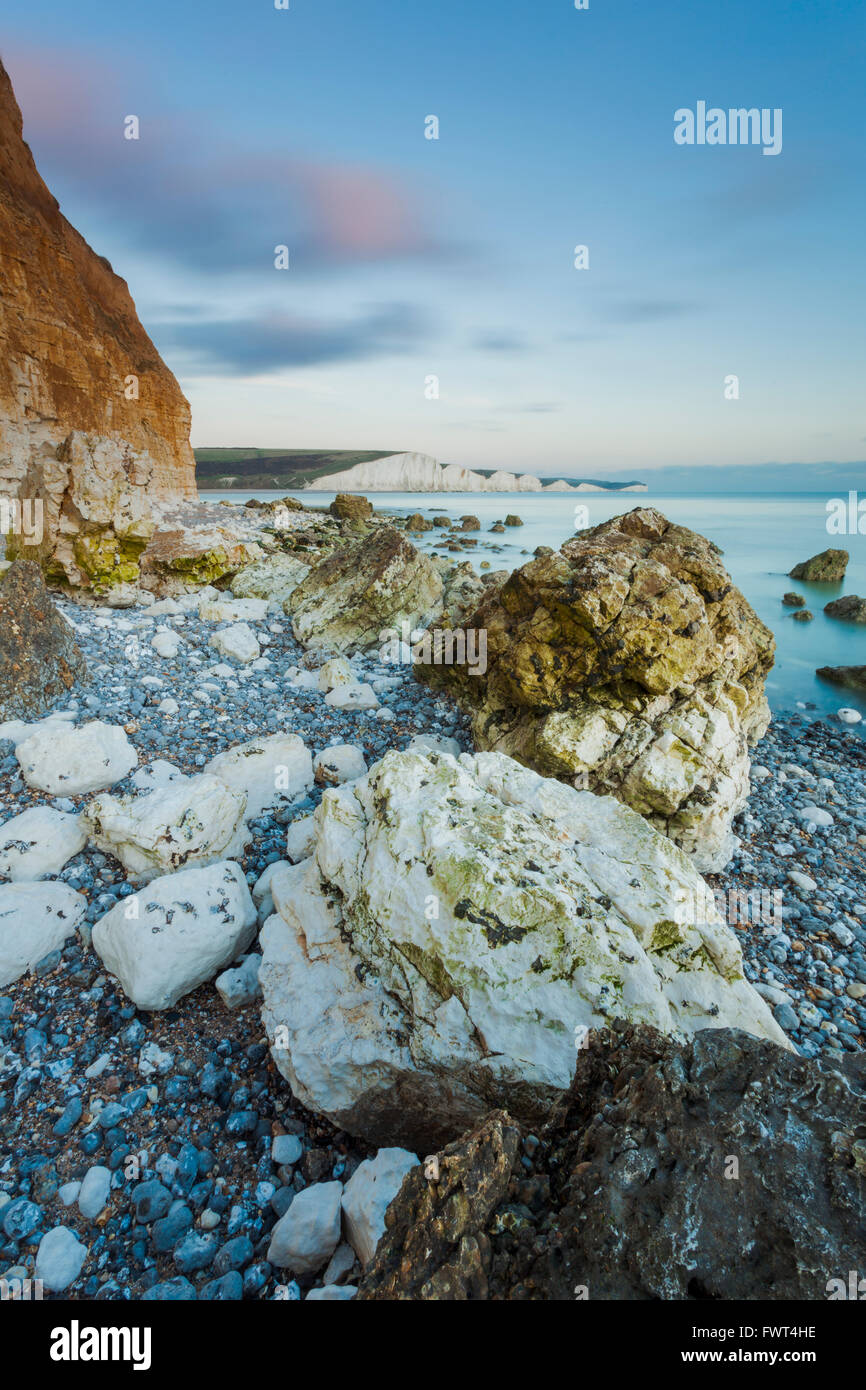 Sunset at Hope Gap, East Sussex, England Stock Photo - Alamy
