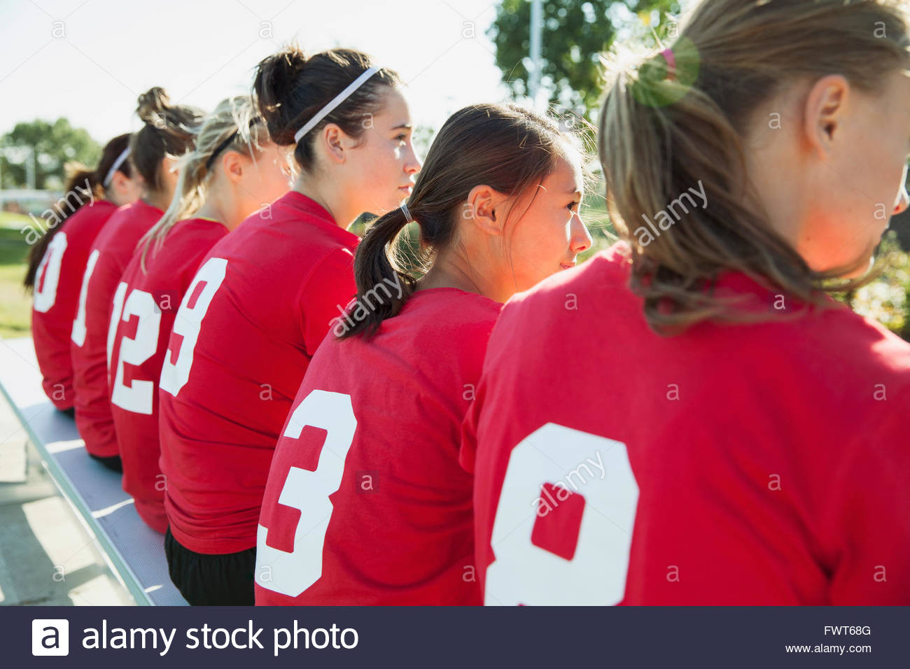 Girls soccer team bench hi-res stock photography and images - Alamy