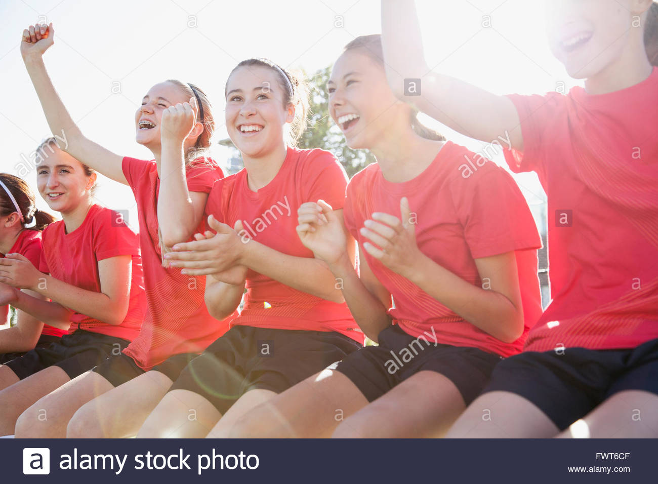 Soccer bench girls hi-res stock photography and images - Alamy