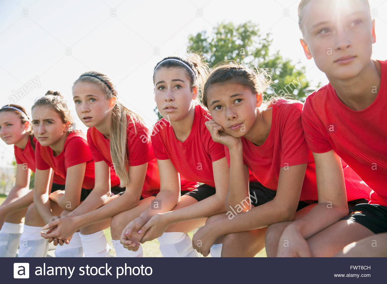 Soccer bench girls hi-res stock photography and images - Alamy