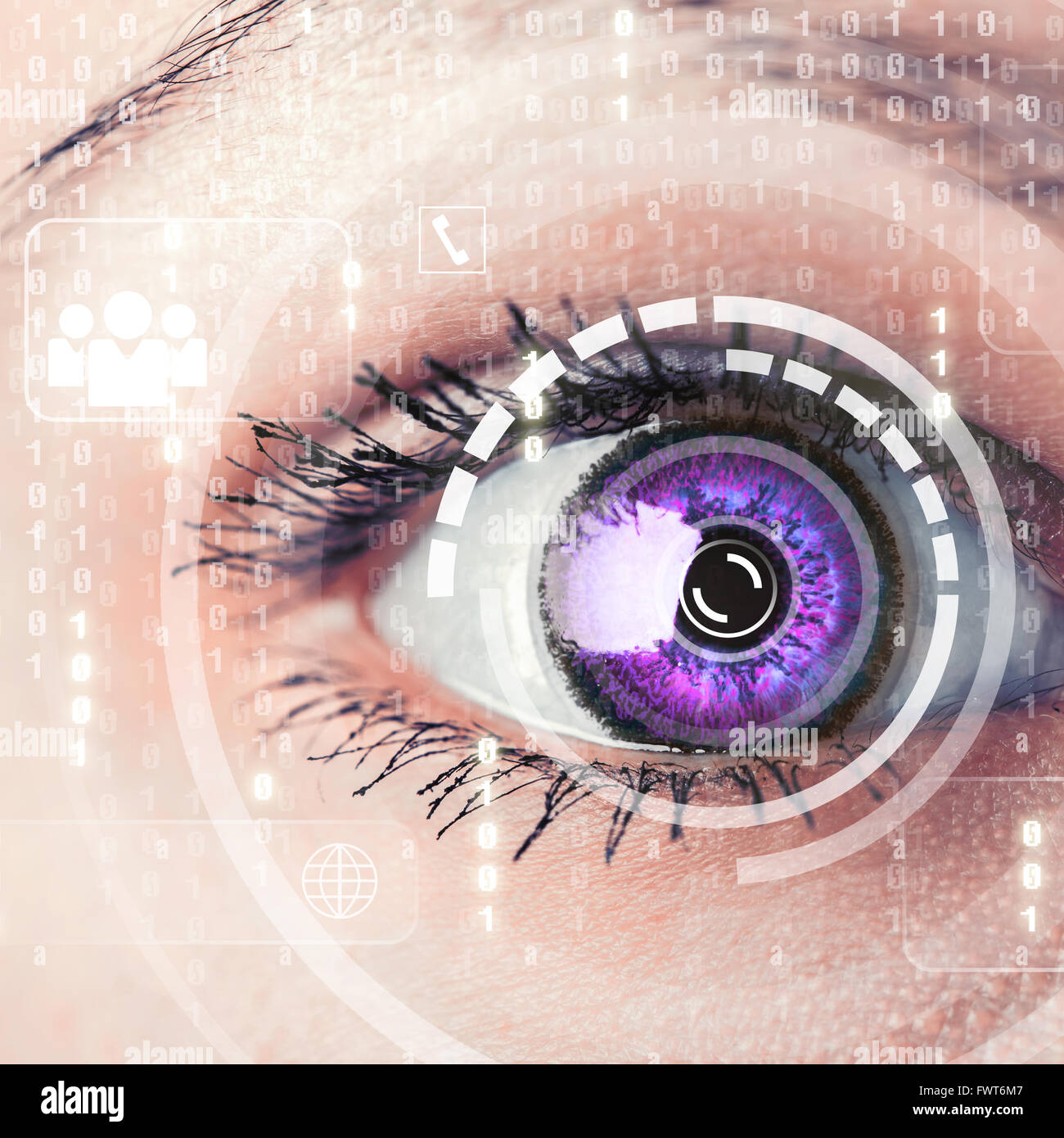 Cyber woman with matrix eye concept Stock Photo - Alamy
