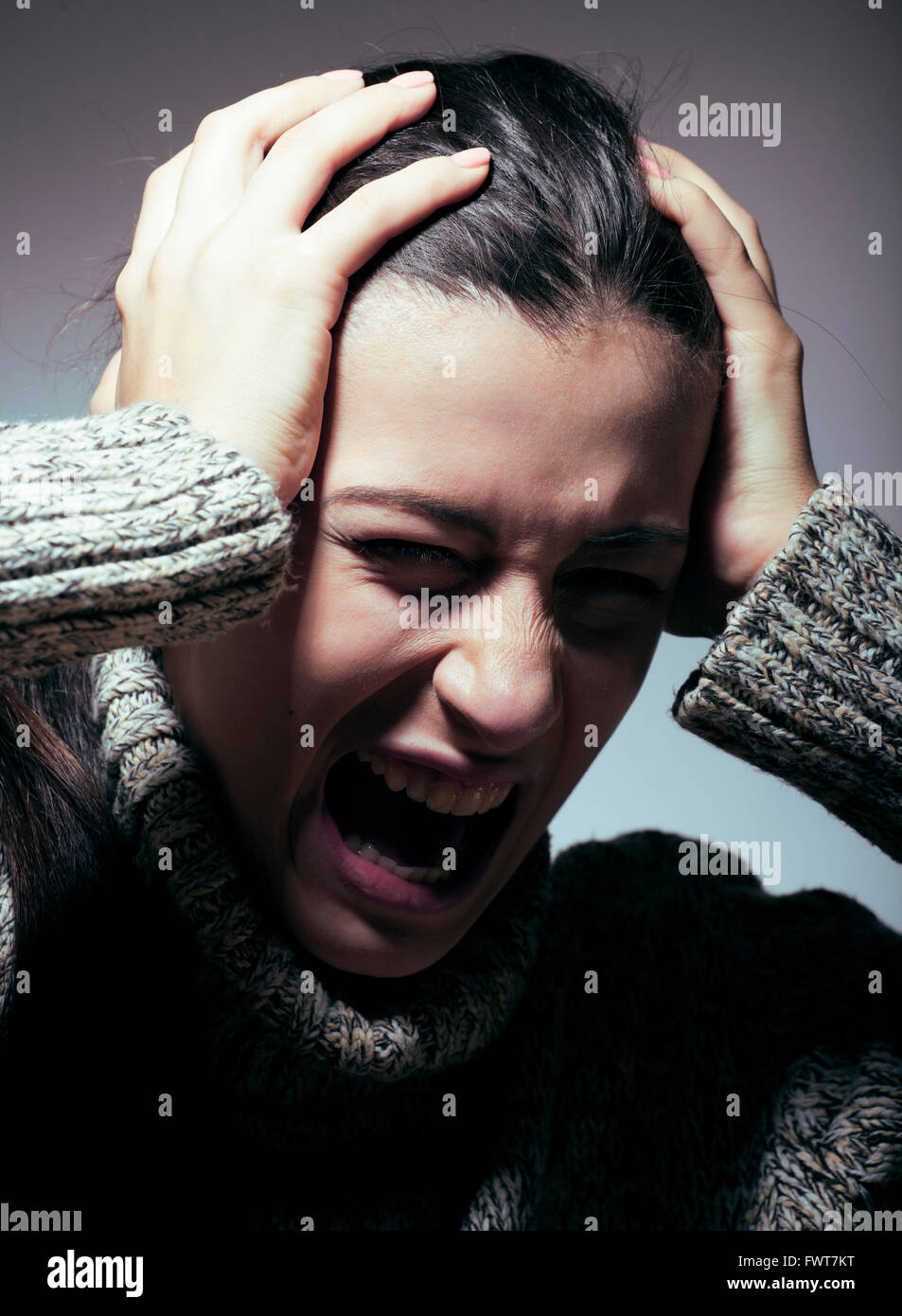 Worried scream woman female face hi-res stock photography and images ...