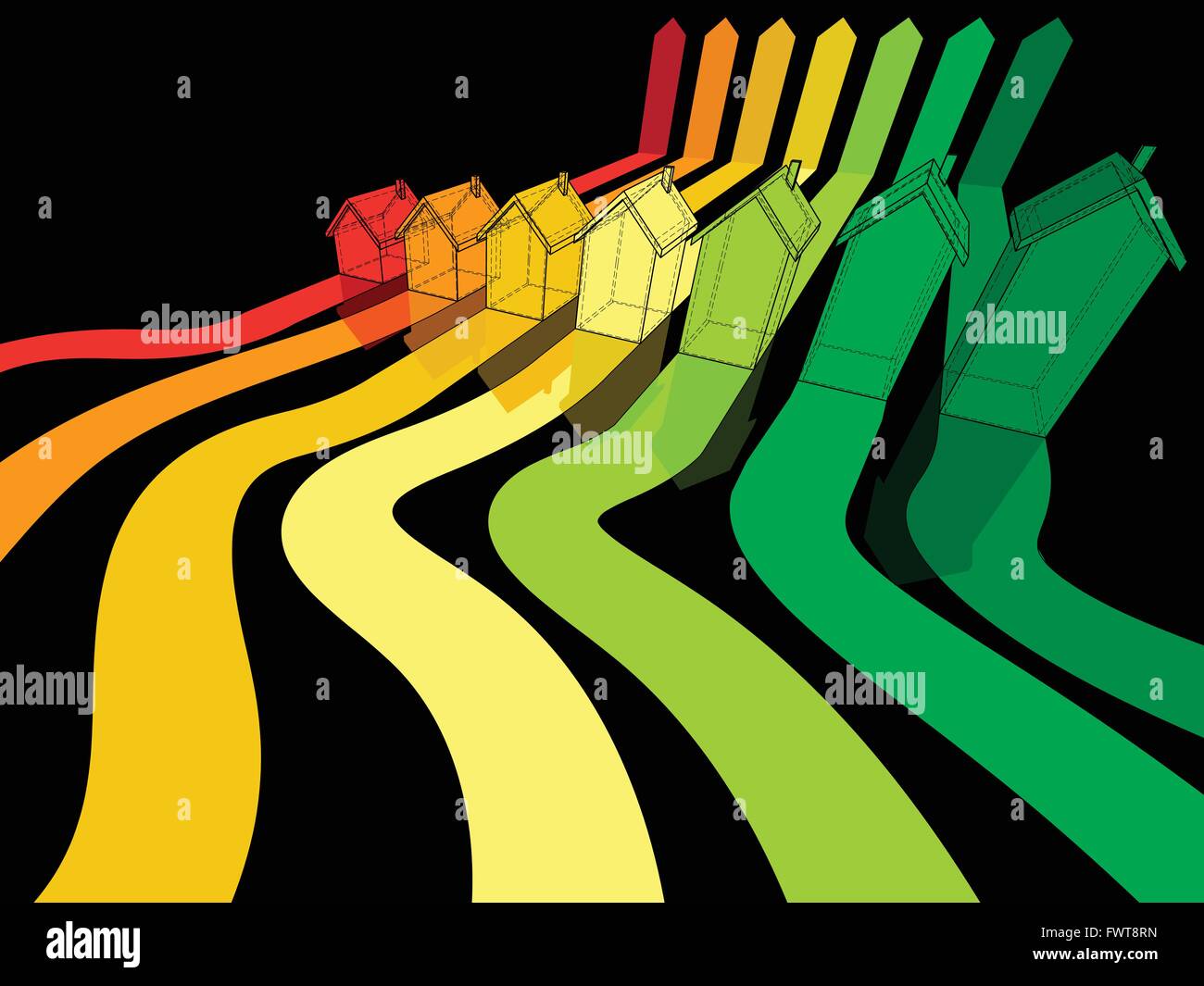 seven houses certified in seven energetic classes Stock Vector Image ...