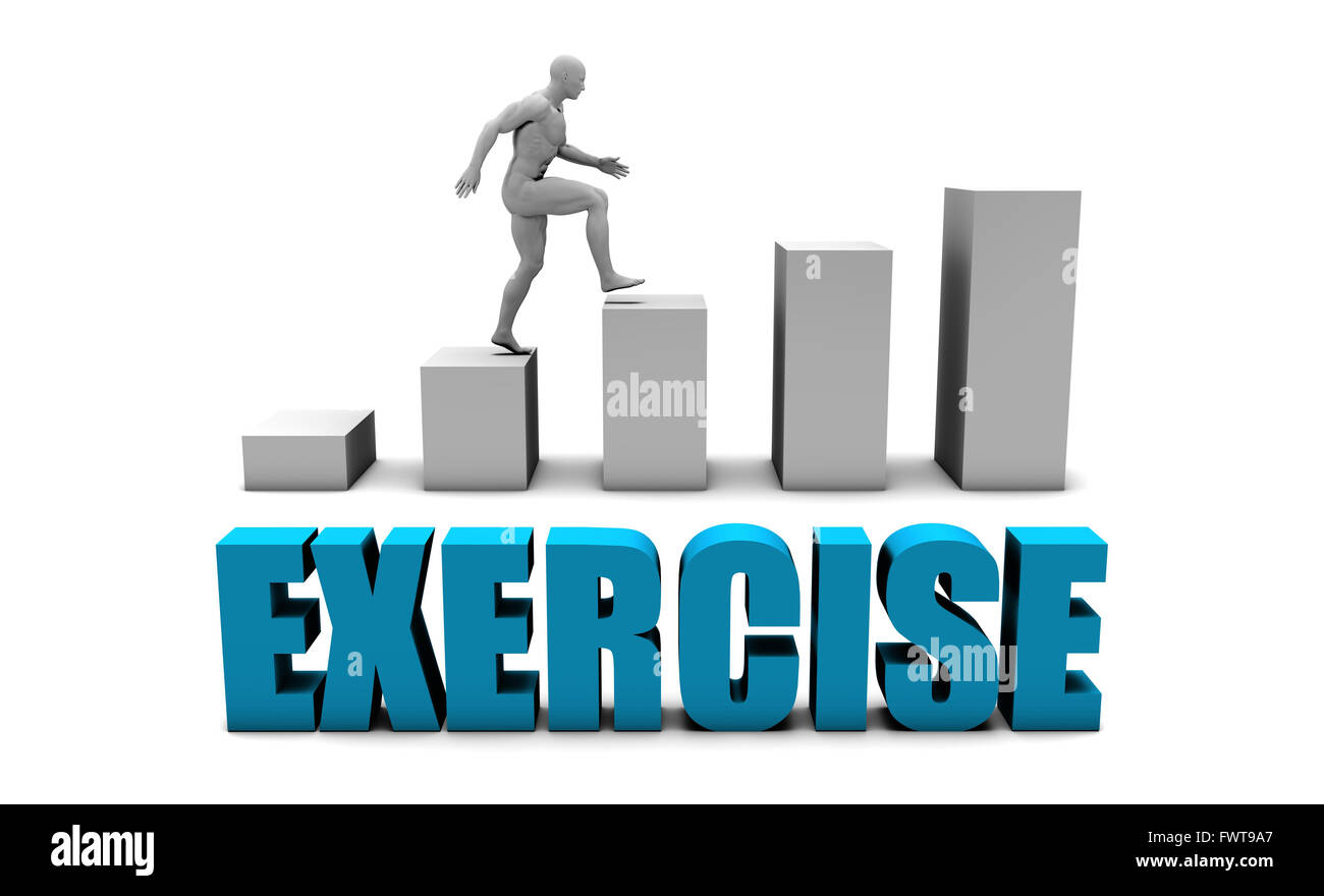 Exercise 3D Concept in Blue with Bar Chart Graph Stock Photo - Alamy