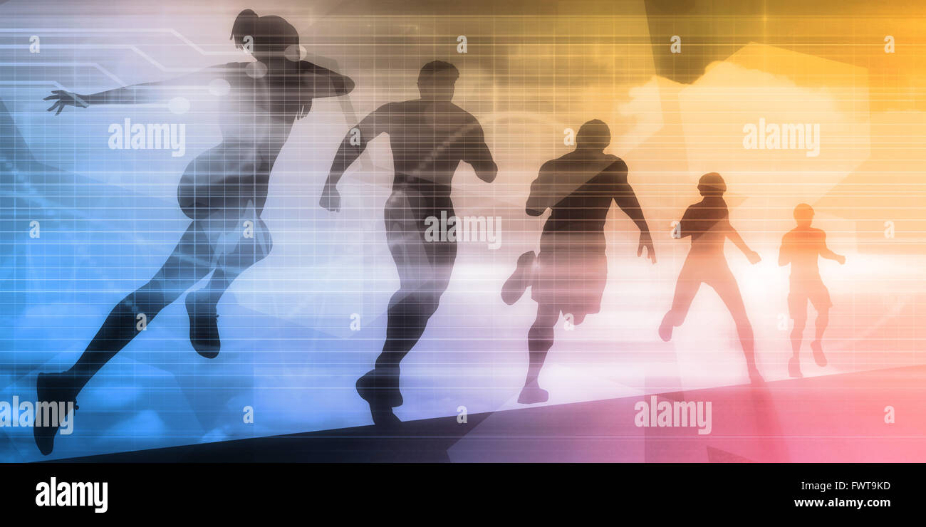 Sports Illustration Abstract Background with Silhouette Art Stock Photo ...