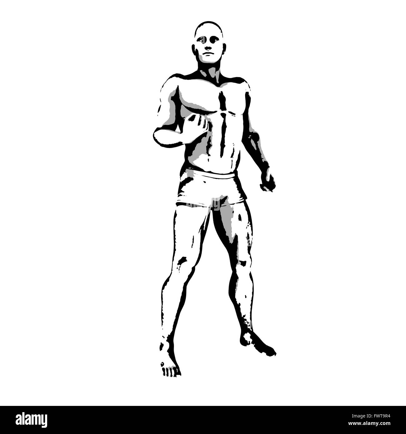 Comic Book Hero Pose in Sketch Ink Illustration Stock Photo - Alamy