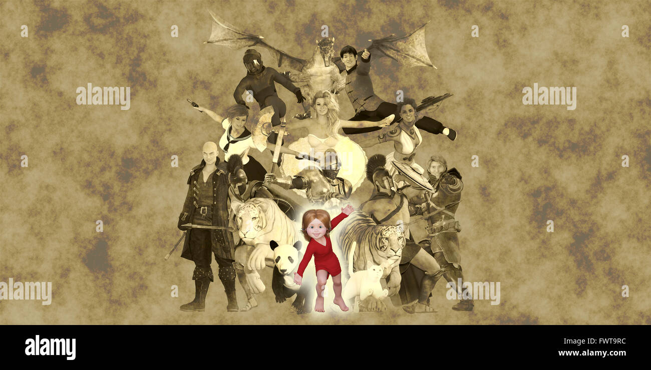 Children Fantasy Book Concept Using Their Imagination Stock Photo - Alamy
