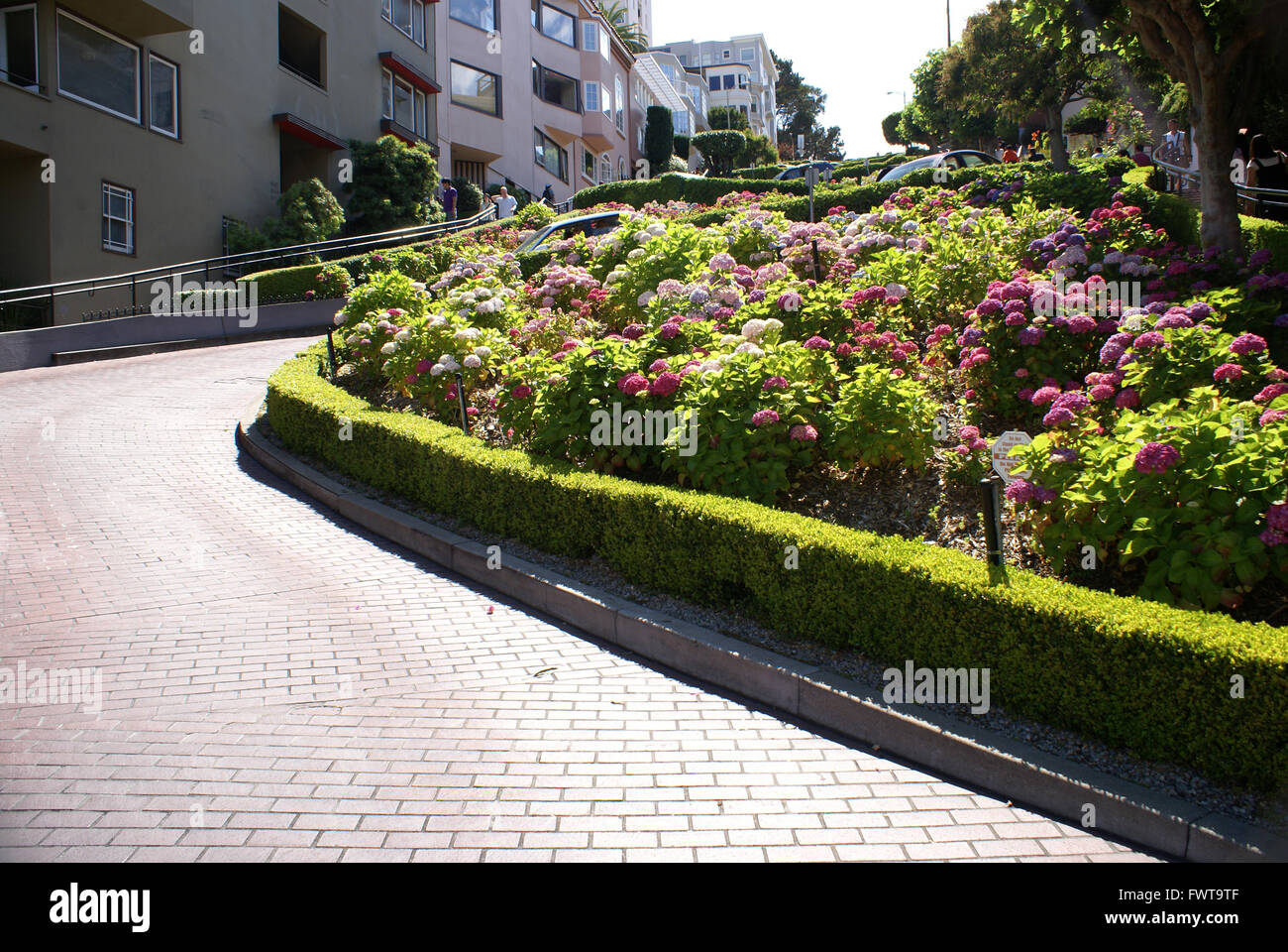 Lombard Street, San Francisco, California, USA, one way road with eight ...