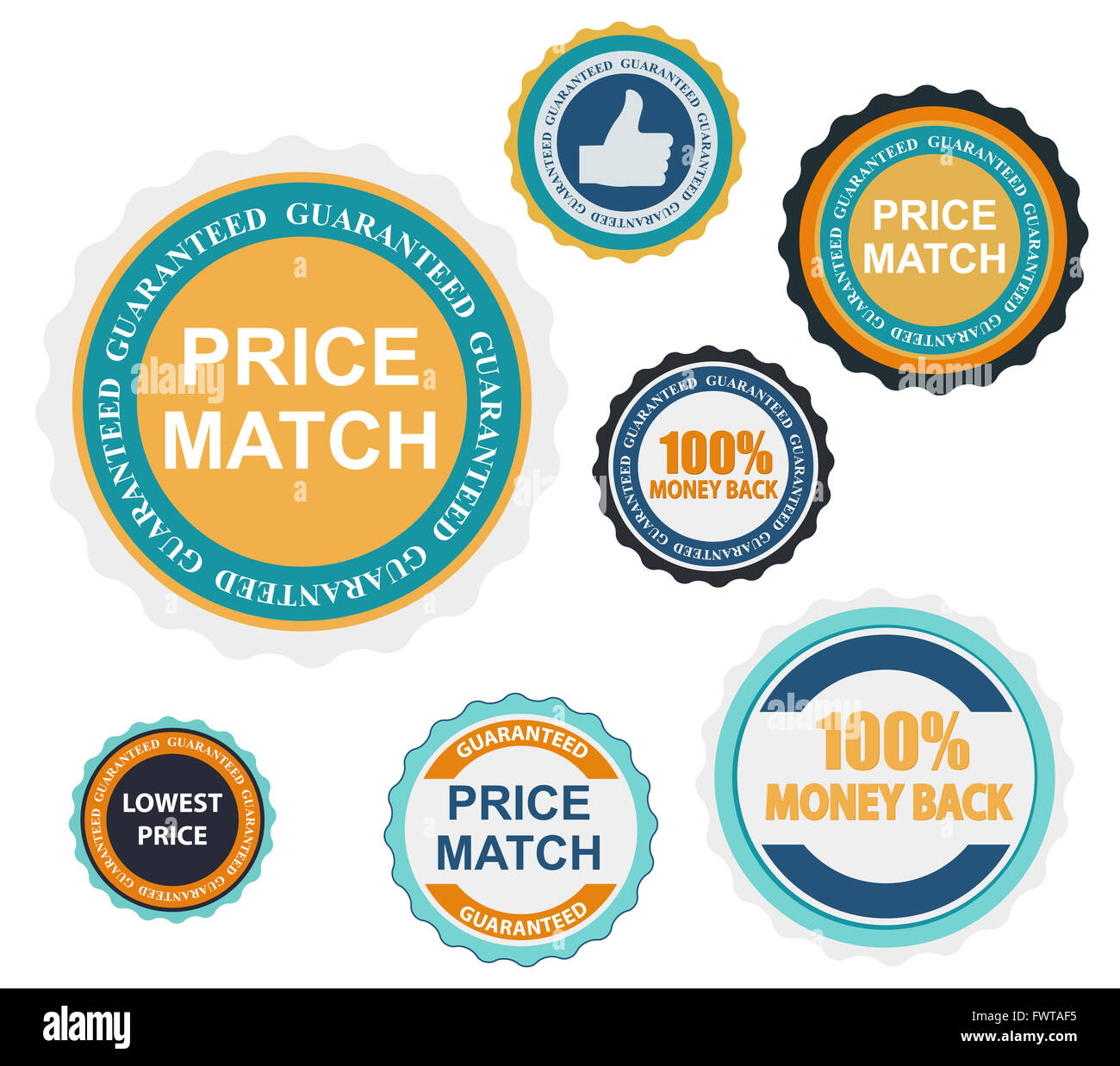 Quality Label Sign Set in Flat Modern Design with Long Shadow Stock ...