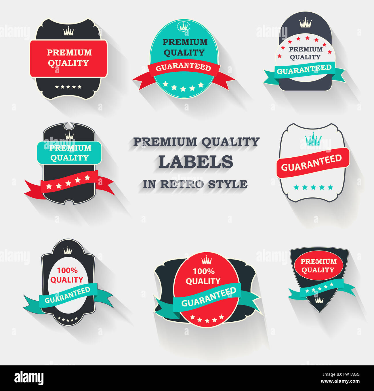 Premium Quality Label Set in Flat Modern Design with Long Stock Photo ...