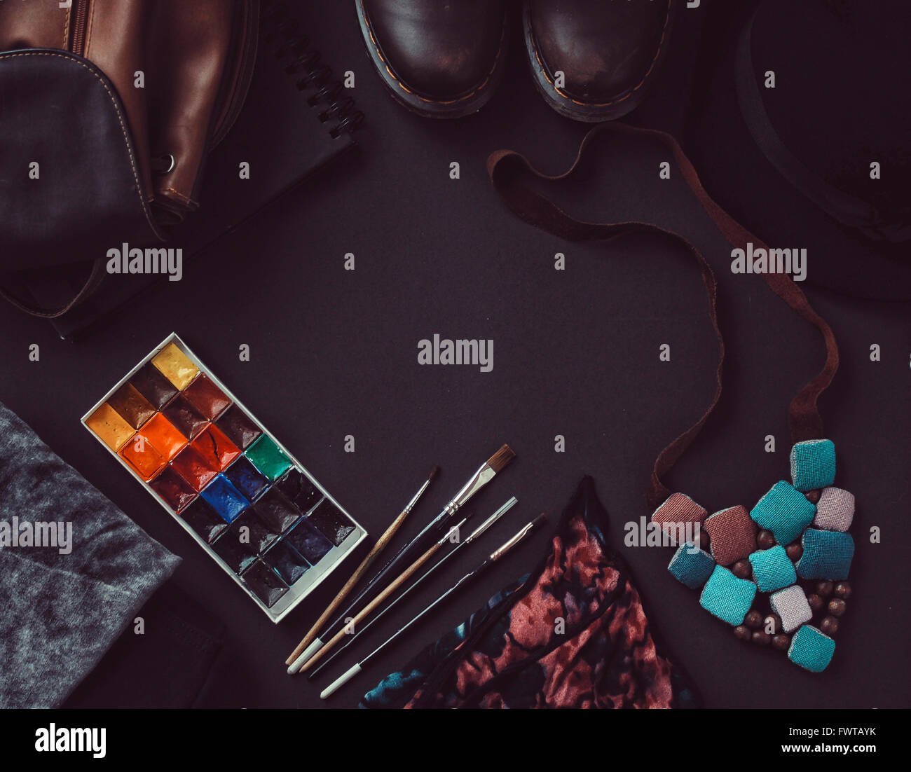 Fashion flat lay hipster hi-res stock photography and images - Alamy