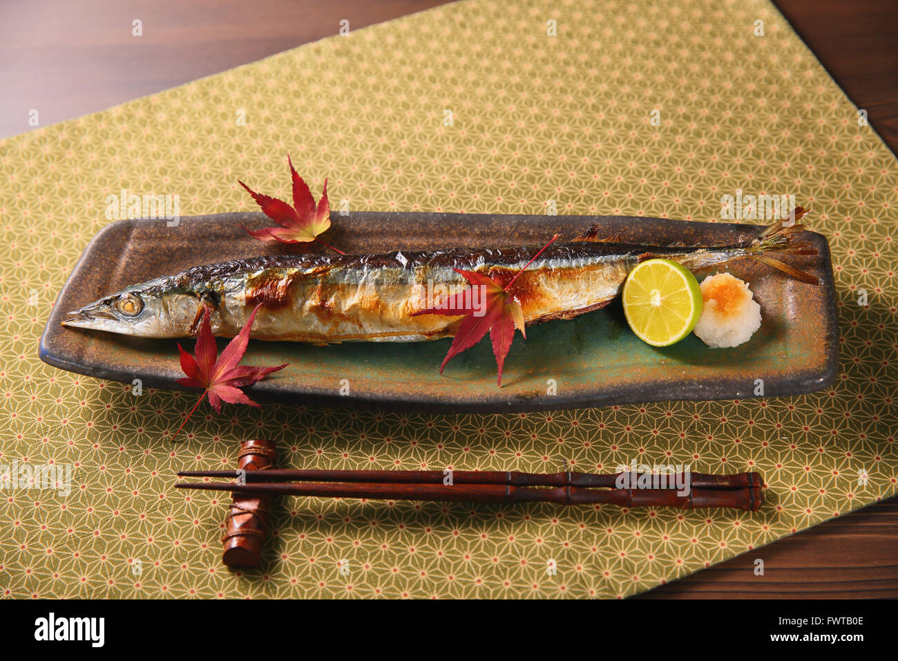 Japanese style Pacific saury dish Stock Photo - Alamy