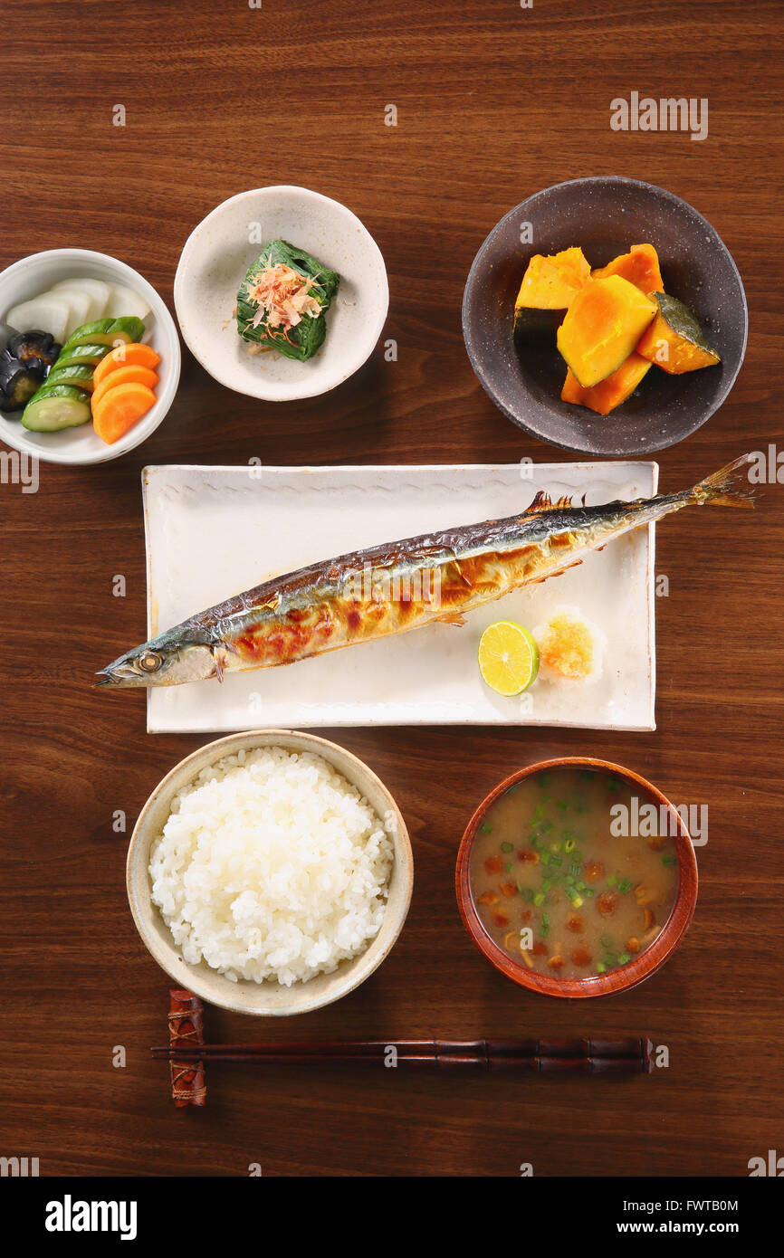 Japanese style Pacific saury dish Stock Photo - Alamy