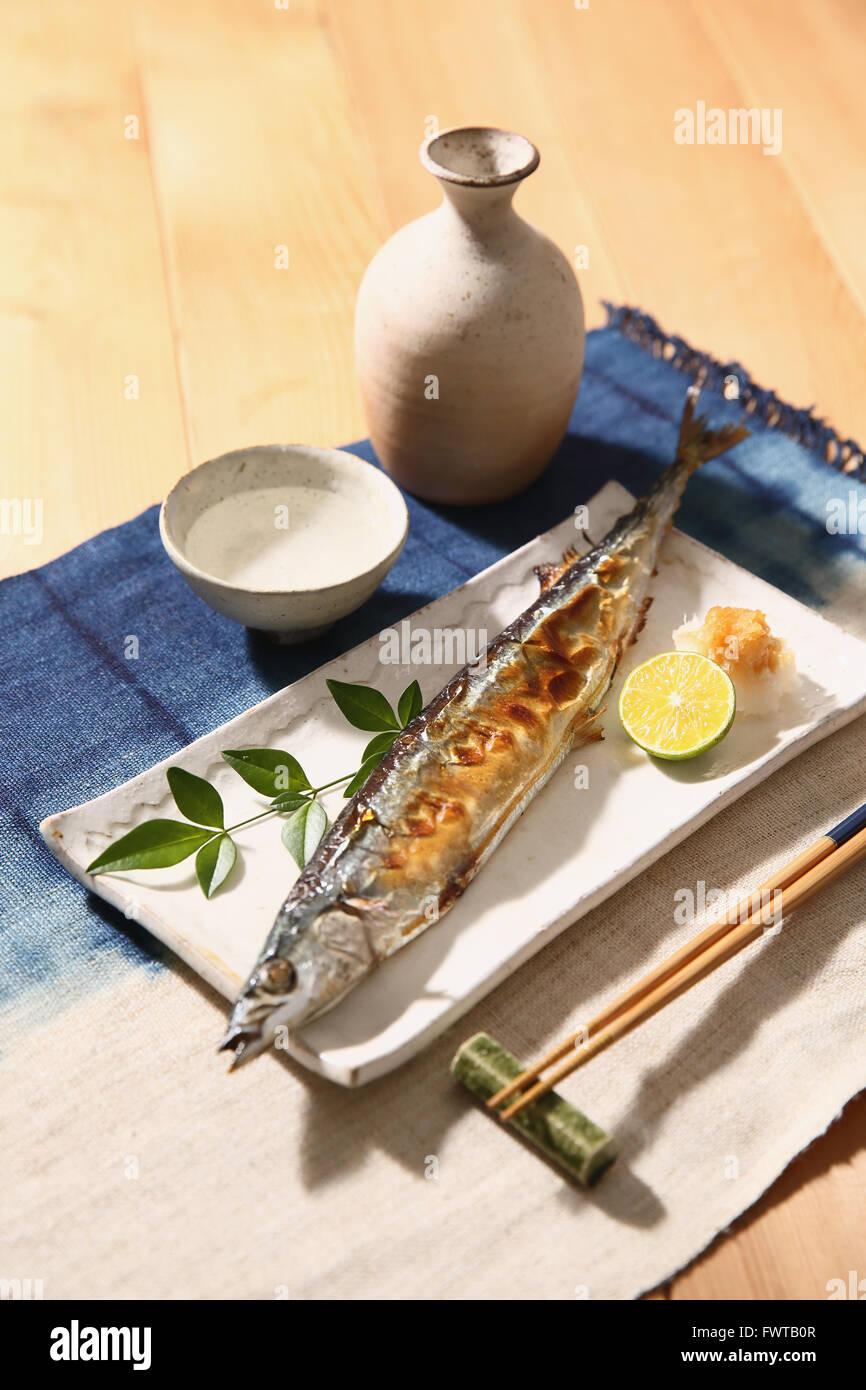 Japanese style Pacific saury dish Stock Photo - Alamy