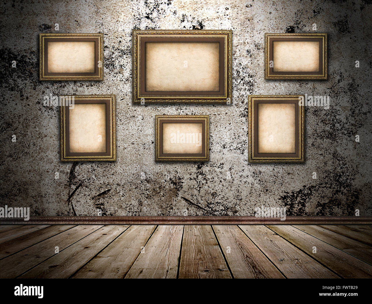picture frames on a stone grange background Stock Photo - Alamy