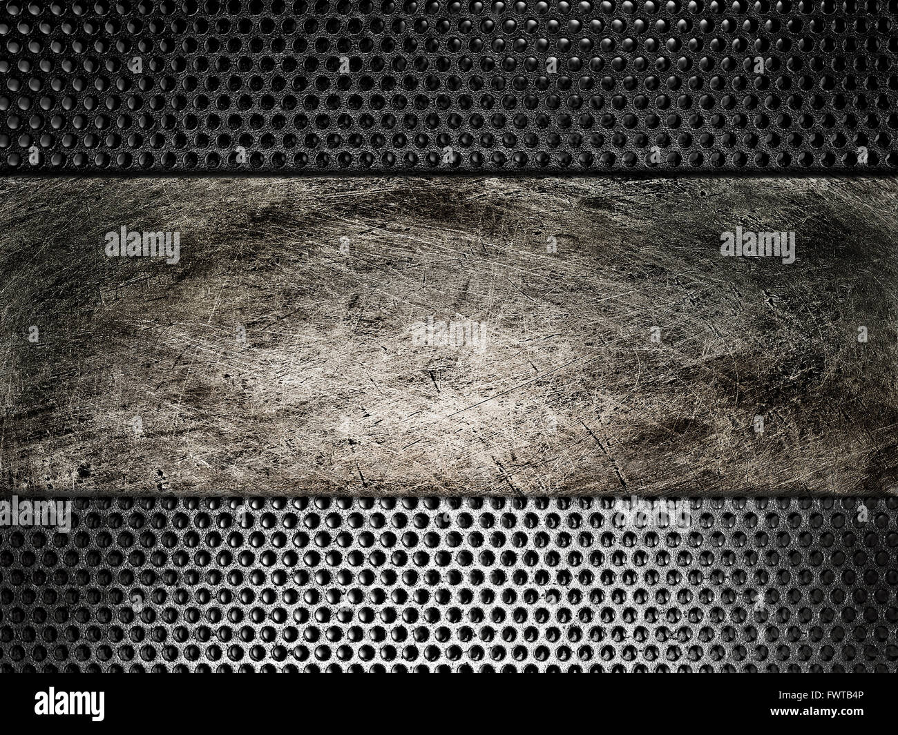 Old scratched metal plate on the background grid Stock Photo - Alamy