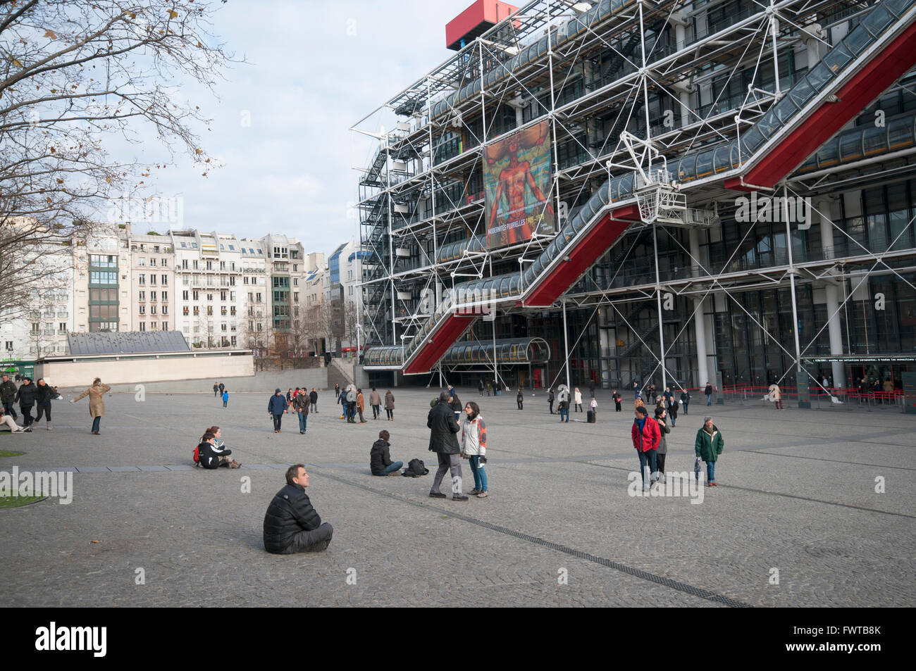 People enjoying a Sunday afternoon outside Centre Georges Pompidou, in ...