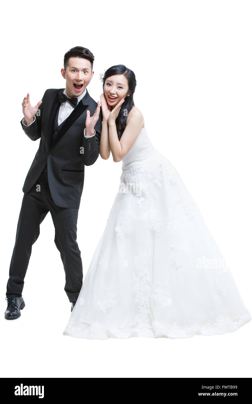 Shocked bride and groom Stock Photo - Alamy