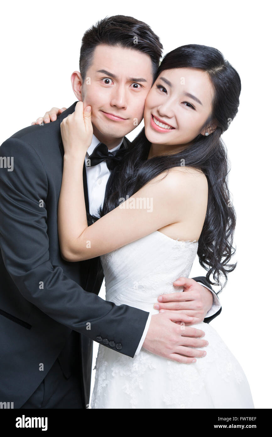 Happy bride and groom Stock Photo - Alamy