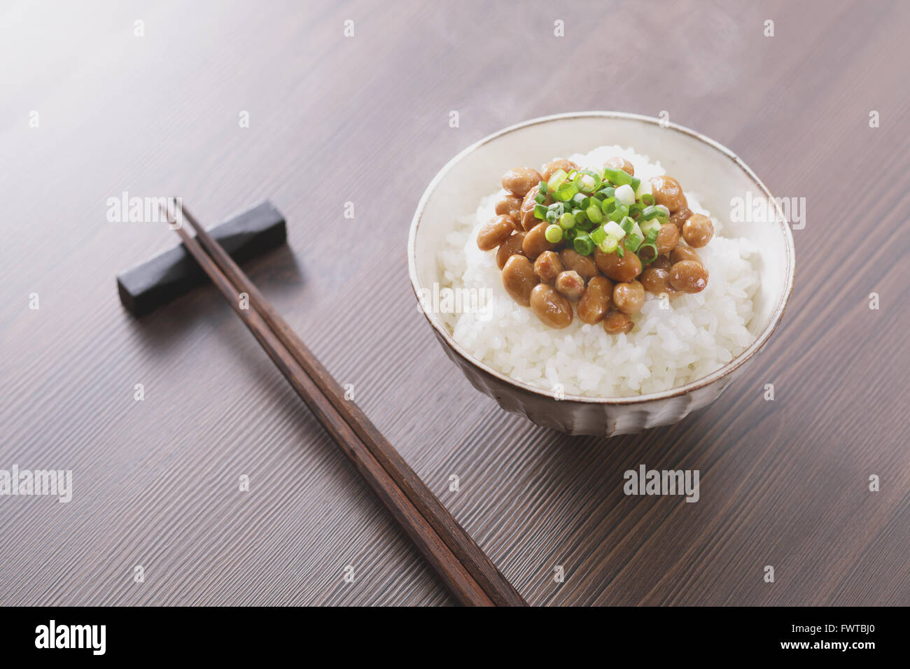 Rice and natto beans Stock Photo - Alamy