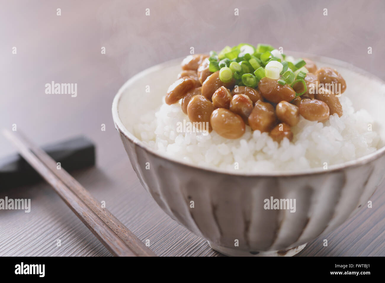 Cooked white rice with natto hi-res stock photography and images - Alamy