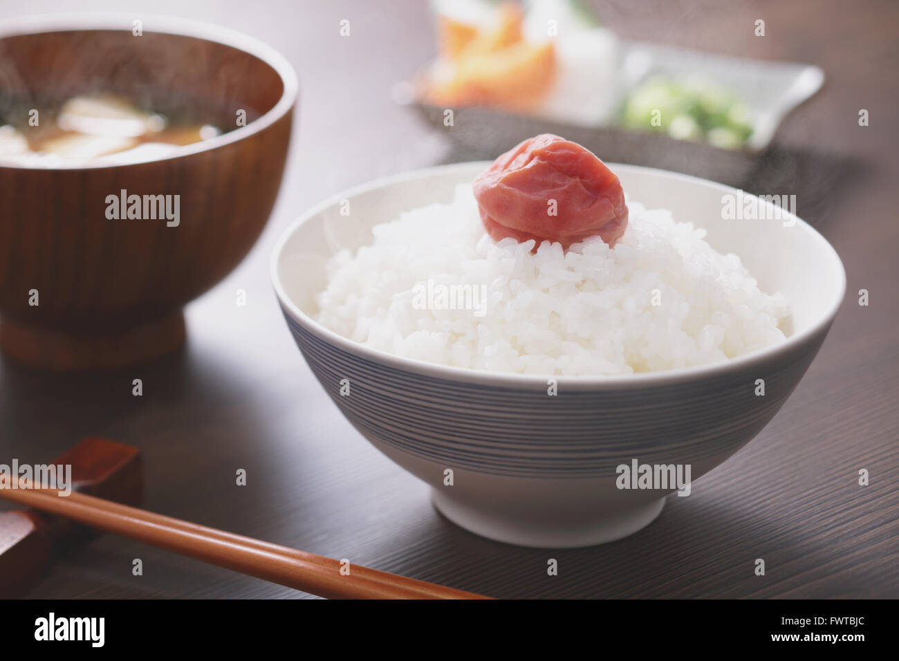 Rice and umeboshi Stock Photo - Alamy