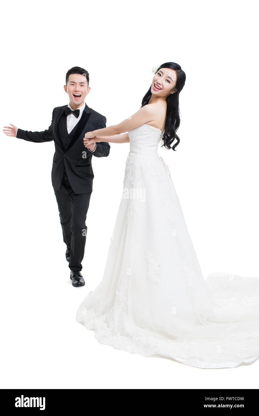 Happy bride and groom Stock Photo - Alamy