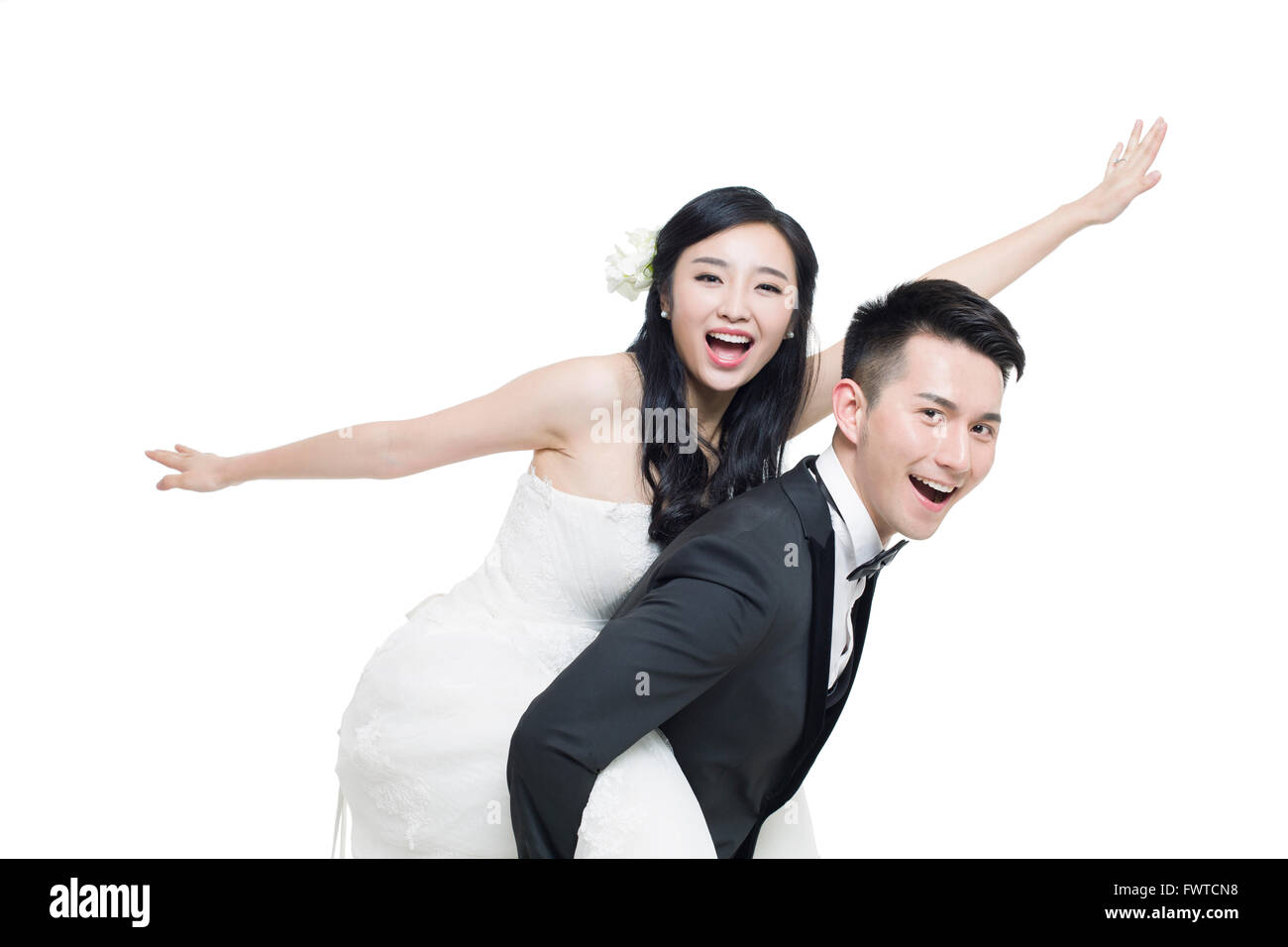 Happy bride and groom Stock Photo - Alamy