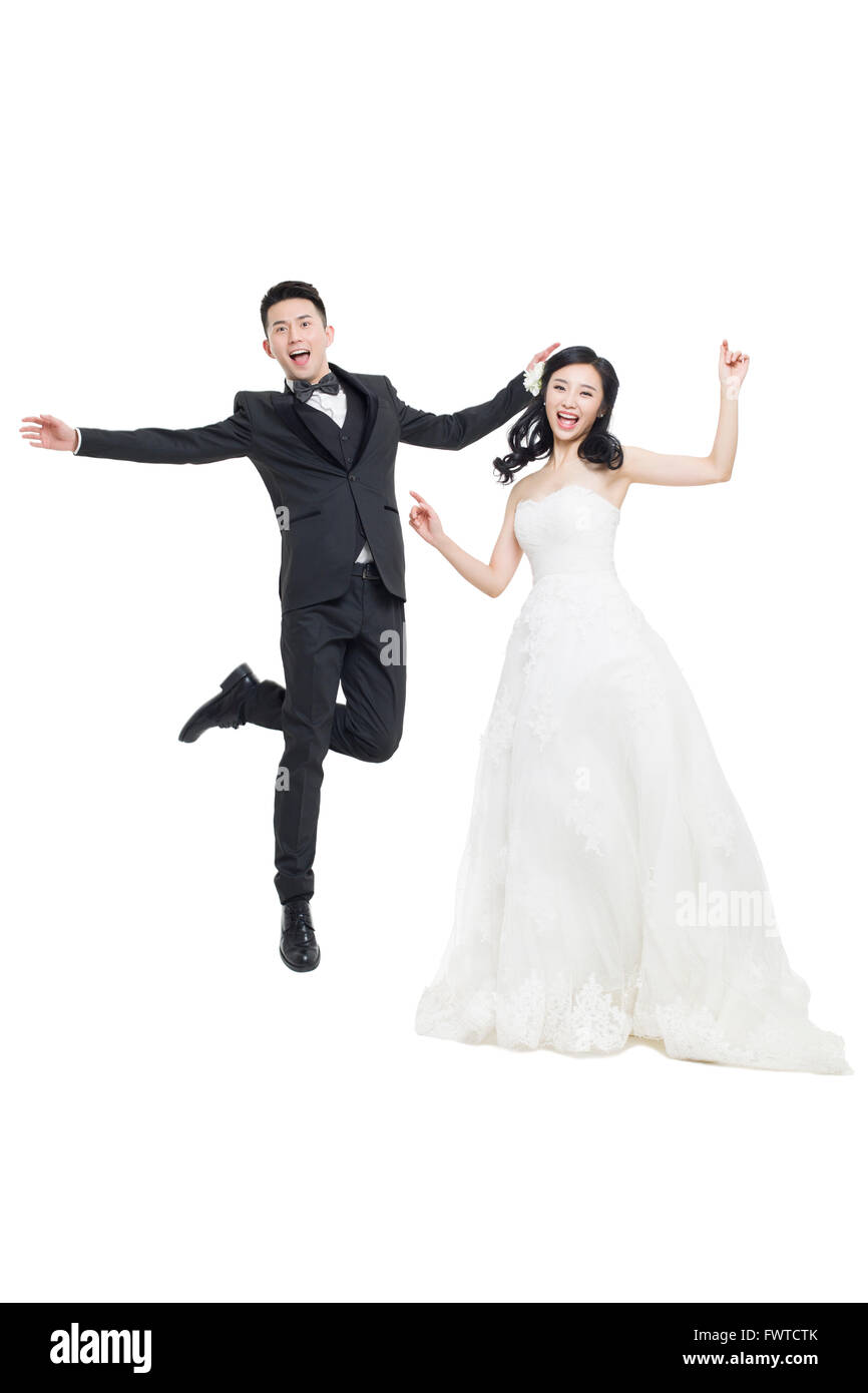 Happy wedding jumping groom hi-res stock photography and images - Alamy