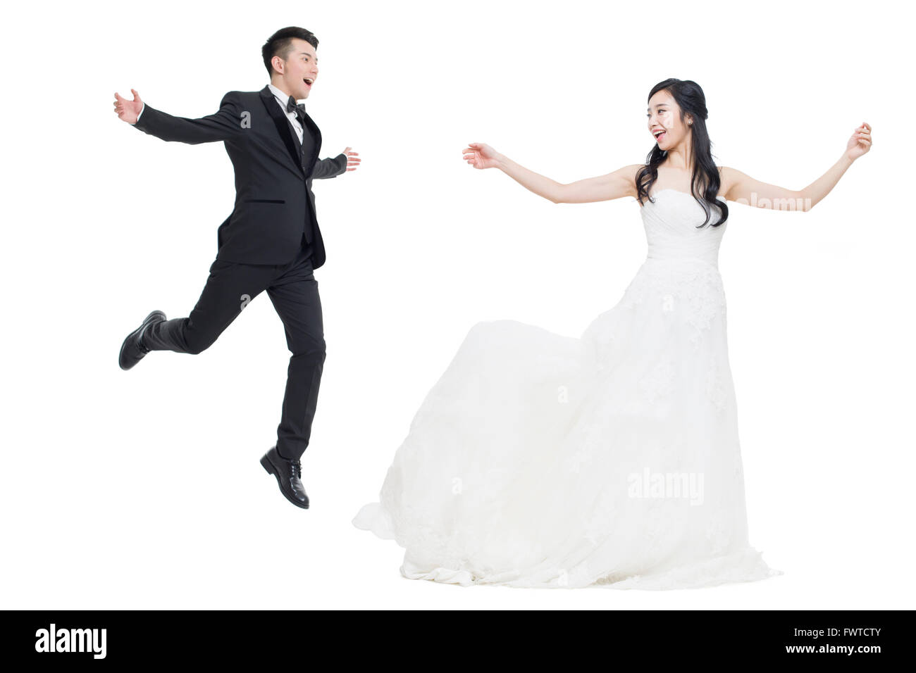 Happy wedding jumping groom hi-res stock photography and images - Alamy