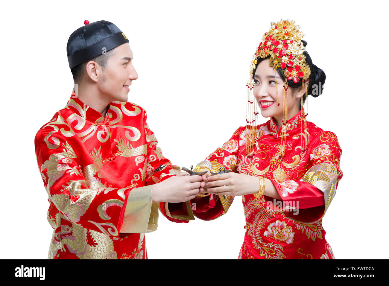 Chinese wedding couple in traditional hi-res stock photography and ...