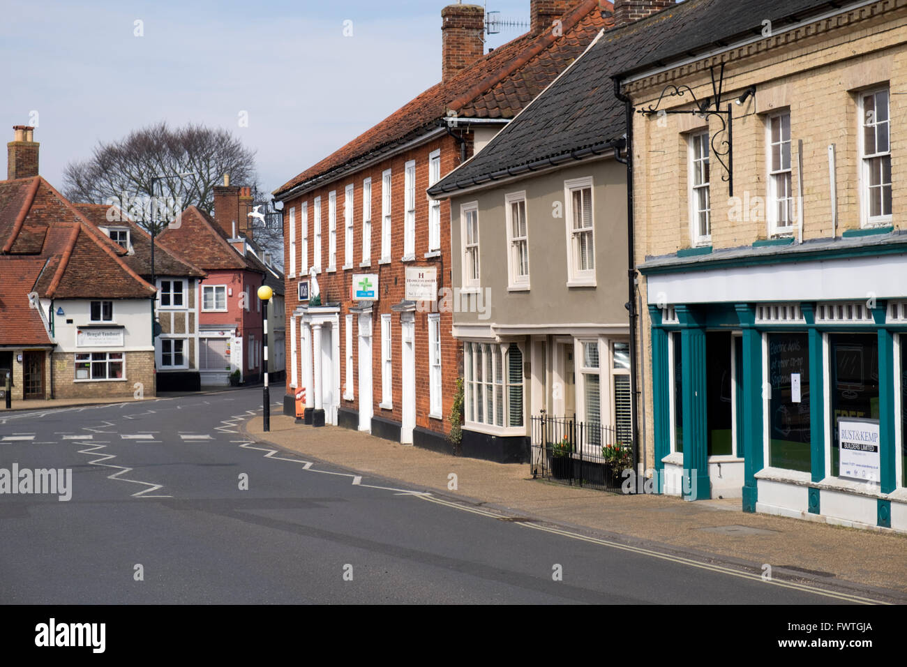 Former A12 truck road Wickham Market High Street, Suffolk, UK Stock ...