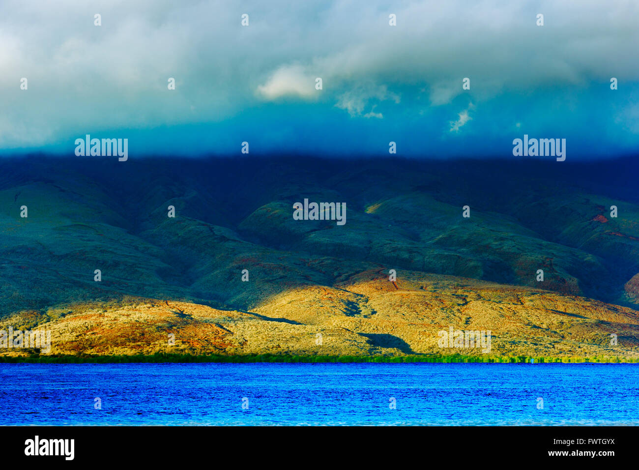 Lanai Island View dawn from Lahaina harbor, Maui Stock Photo - Alamy