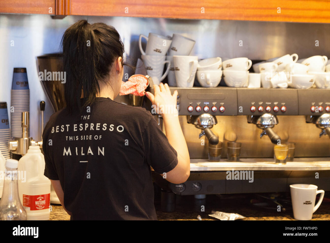 Caffe Nero Barista making coffee, Caffe Nero coffee bar, Reading UK ...