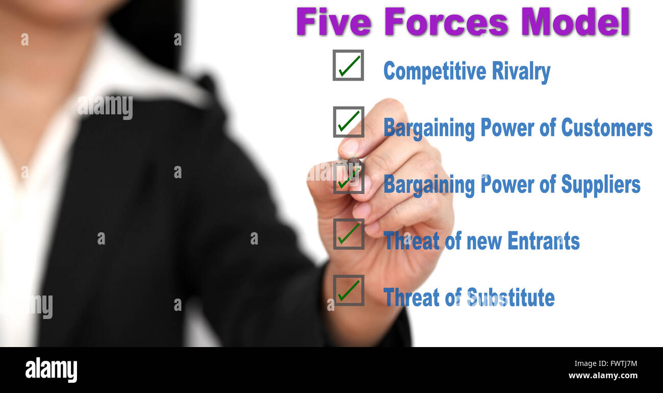 Asian business woman writing Competitive rivalry porter five forces ...