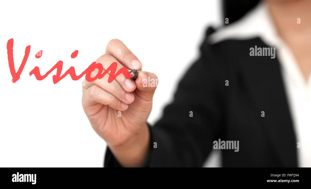asian business woman hand writing vision word Stock Photo - Alamy