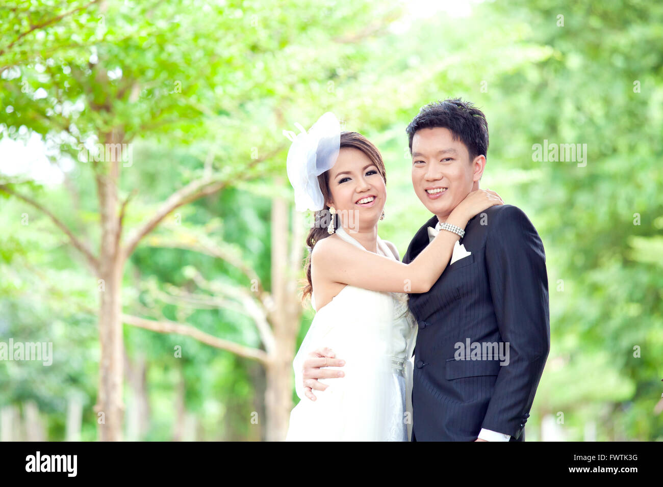 Portrait of Romantic Newlyweds Couples for wedding background Stock ...
