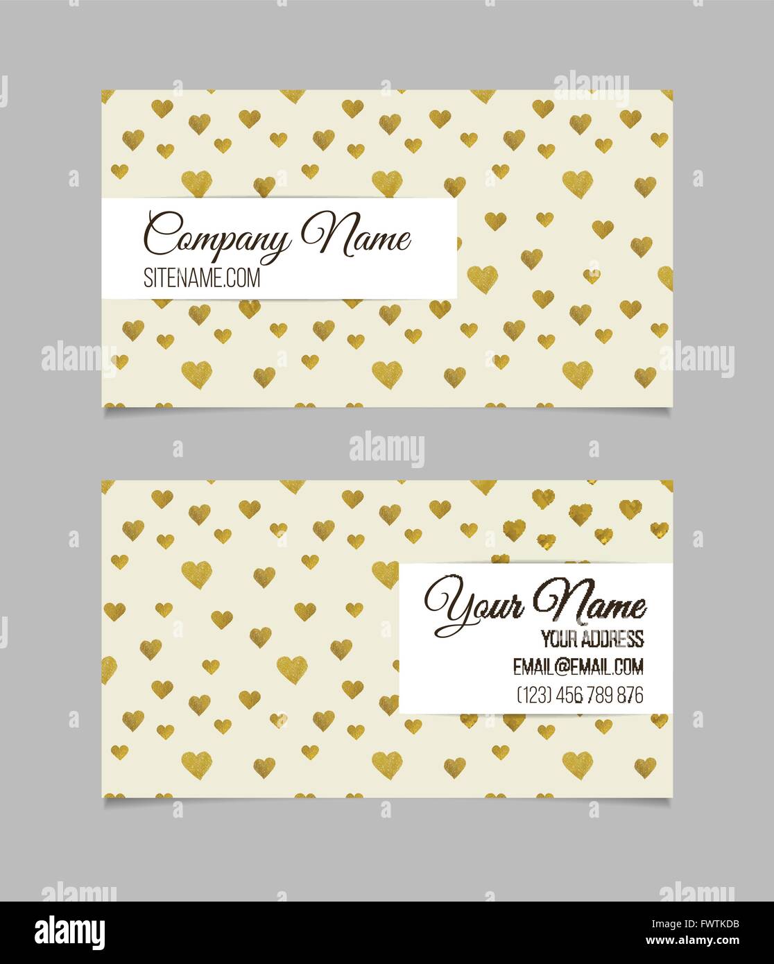 Visiting card with golden foil heart shape design Stock Vector Image ...
