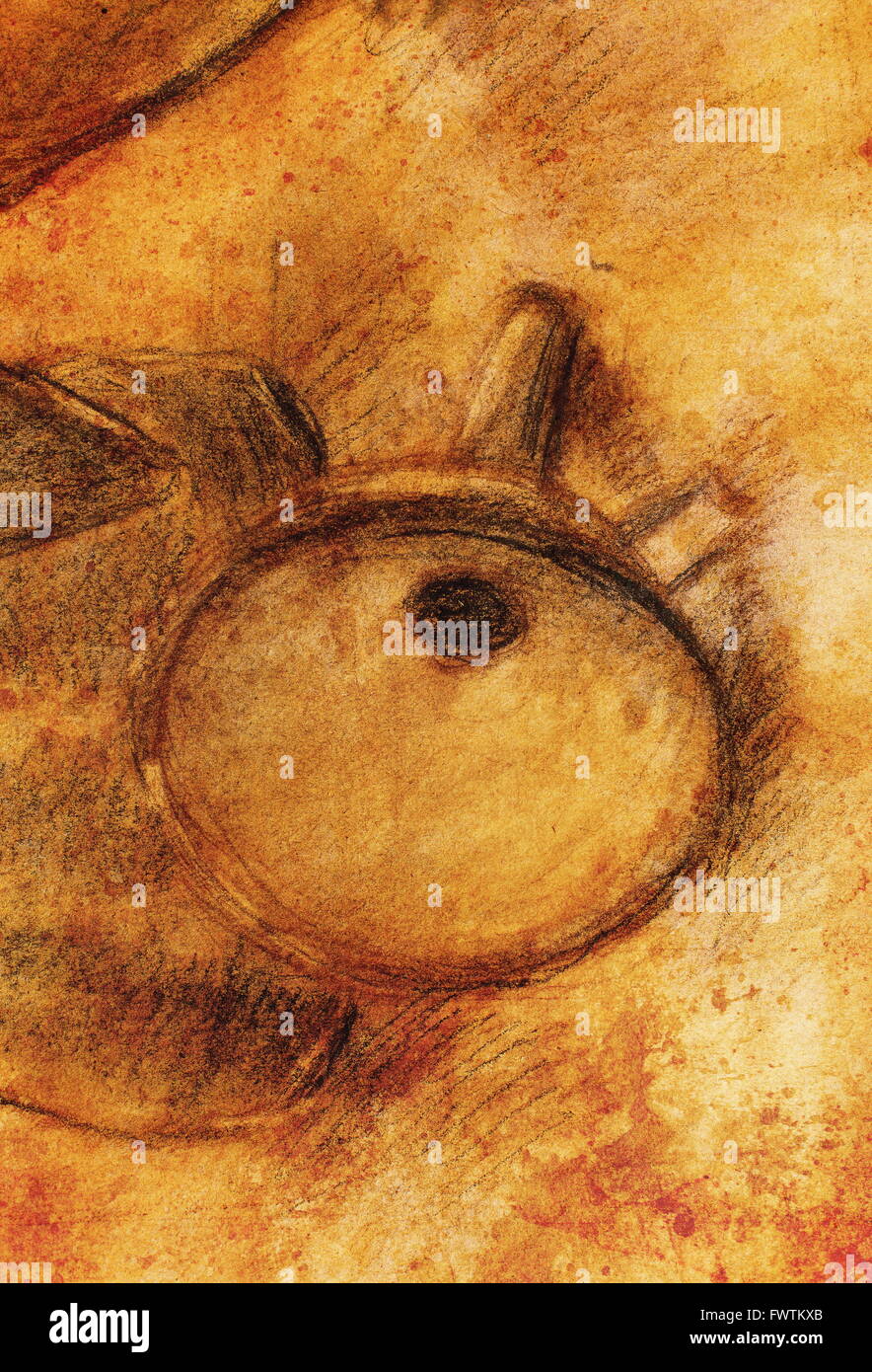 Drawing funnel on old paper. Original hand draw Stock Photo - Alamy