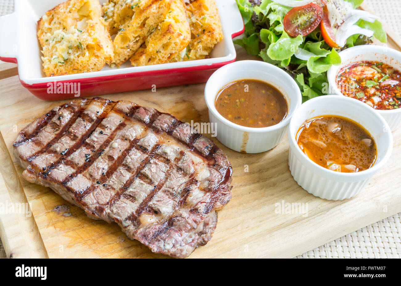 australian wagyu rib-eye beef steak serve with fresh vegetable Stock ...