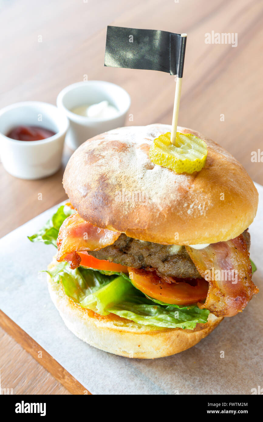 Angus beef Cheese hamburger with french fries Stock Photo - Alamy