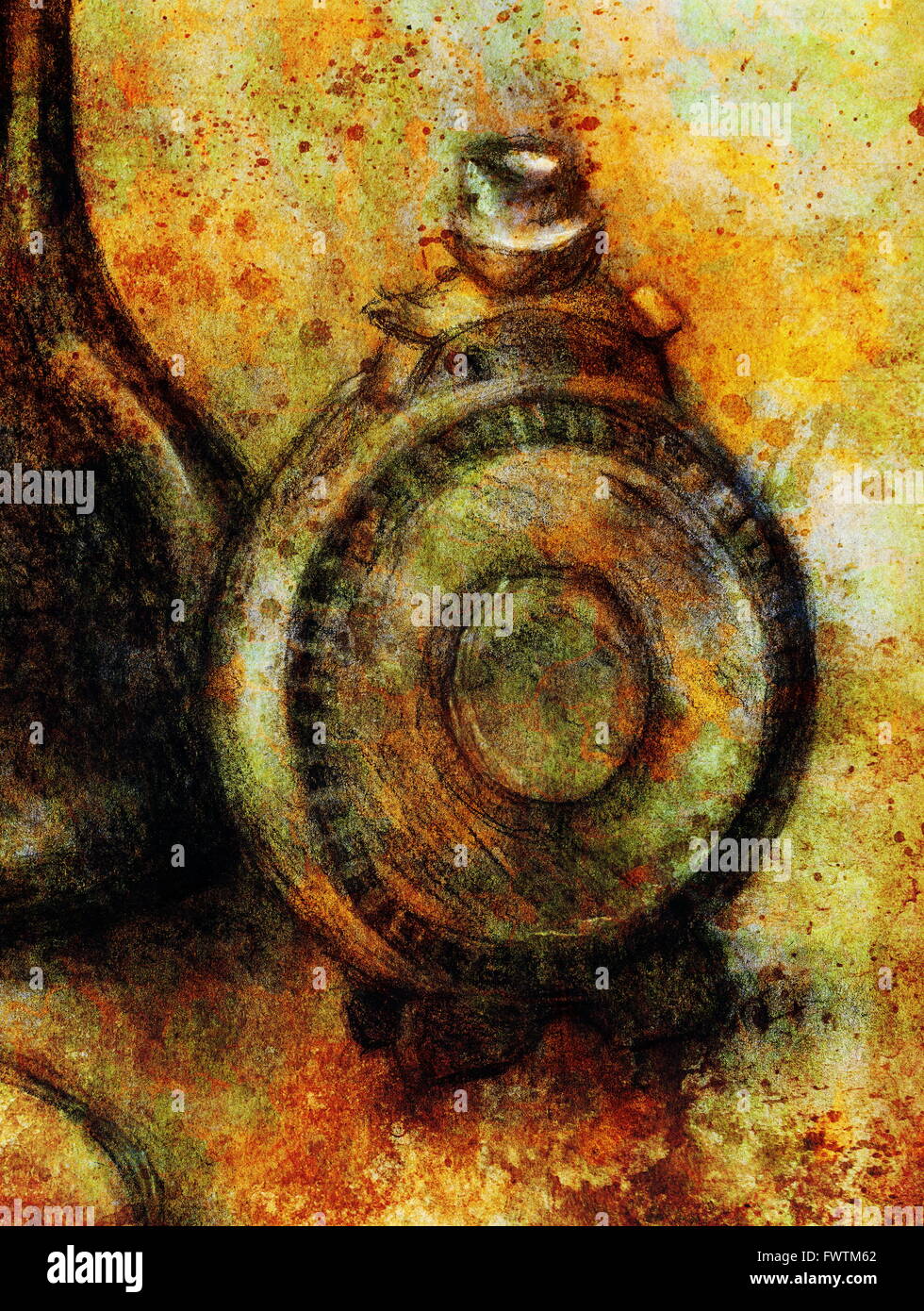 Drawing flask on paper. Original hand draw and Color effect Stock Photo ...