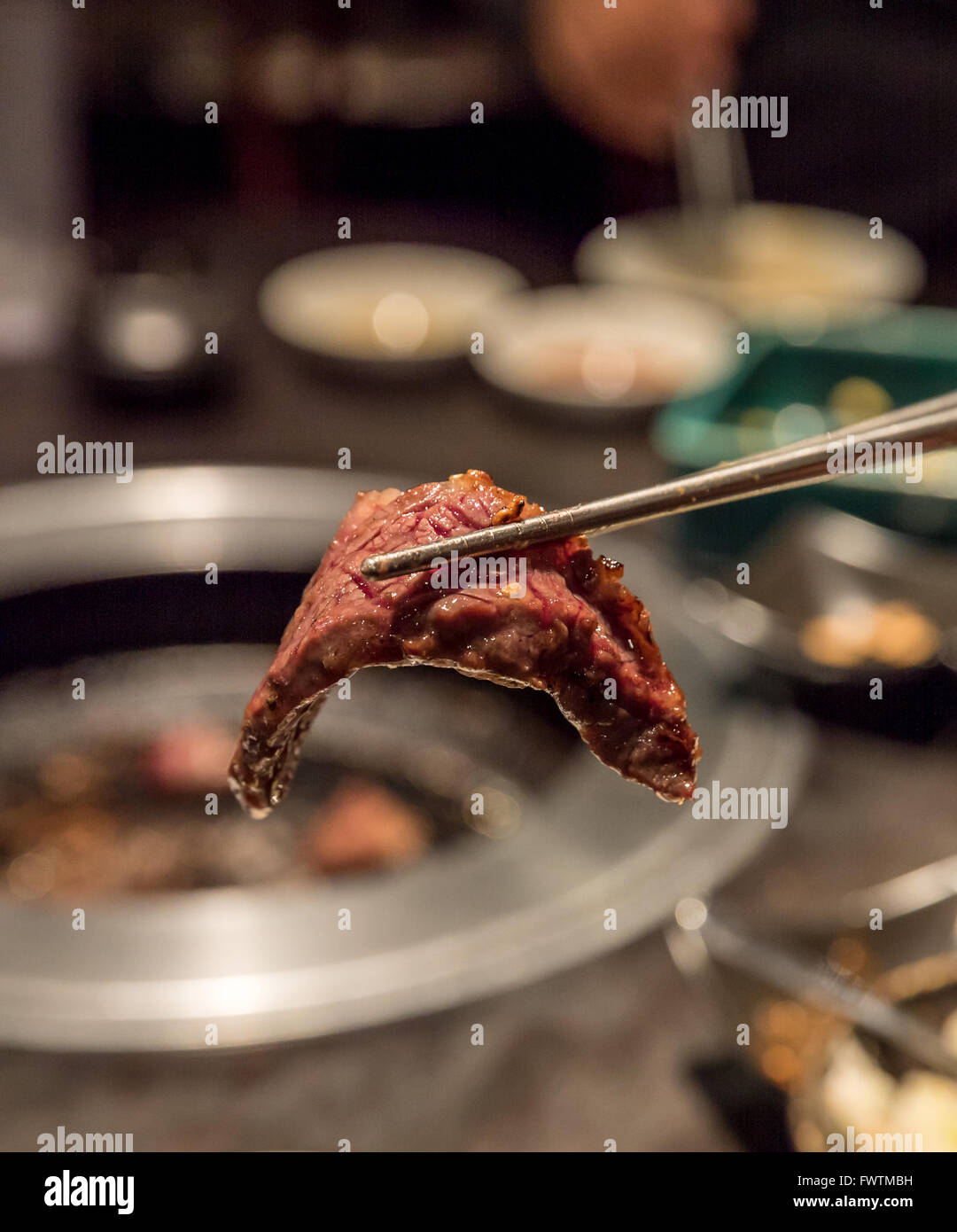 grilled Japanese wagyu kalbi rib meat BBQ yakiniku Stock Photo - Alamy
