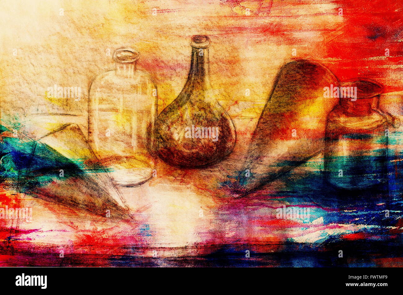 still life drawing. Original hand draw on paper Stock Photo - Alamy