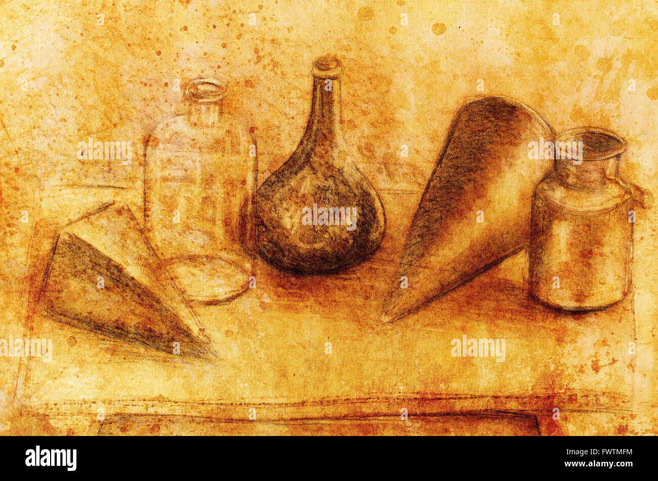 still life drawing. Original hand draw on paper Stock Photo - Alamy
