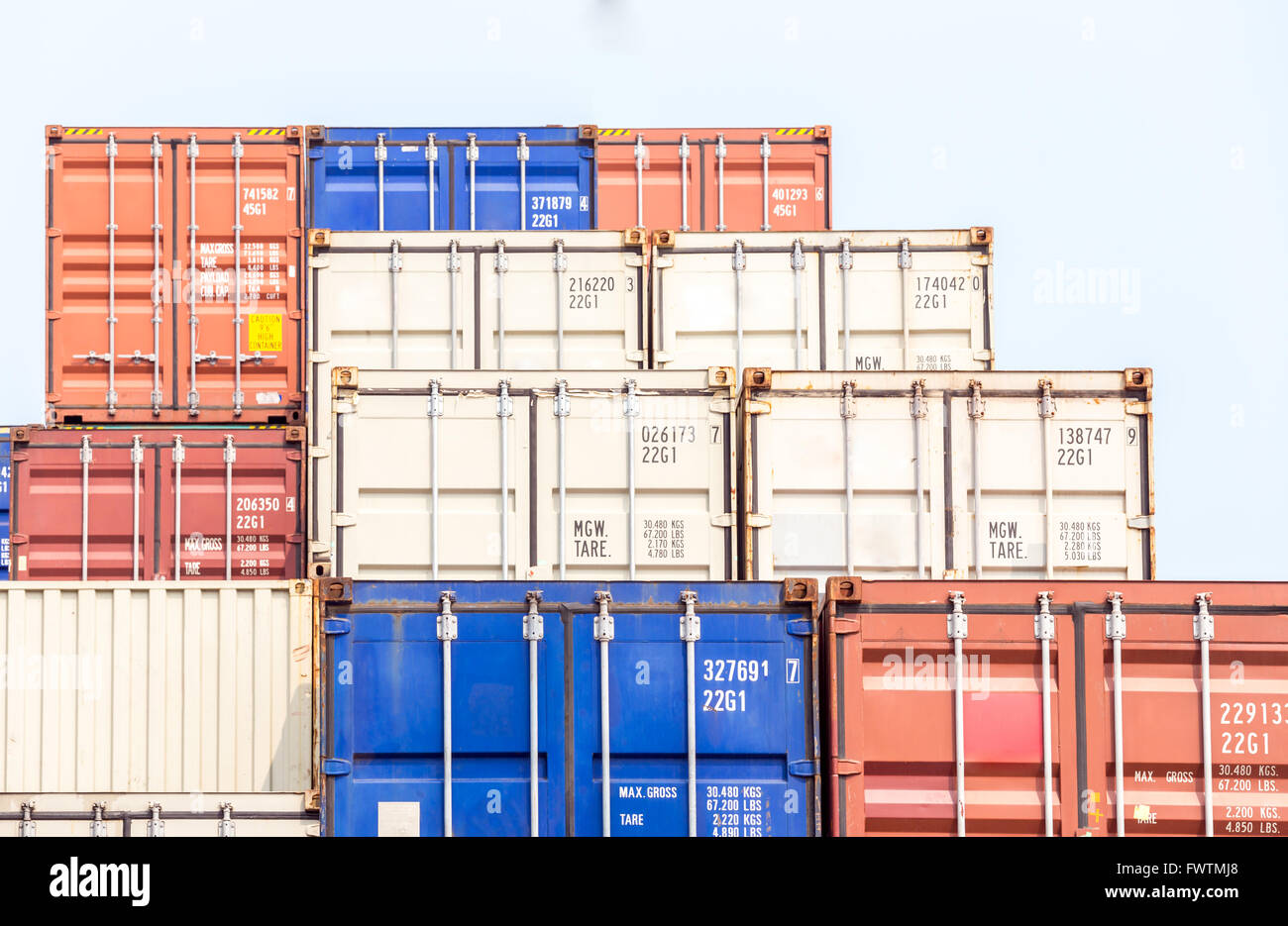 Cargo Containers Stack at the docks Stock Photo - Alamy